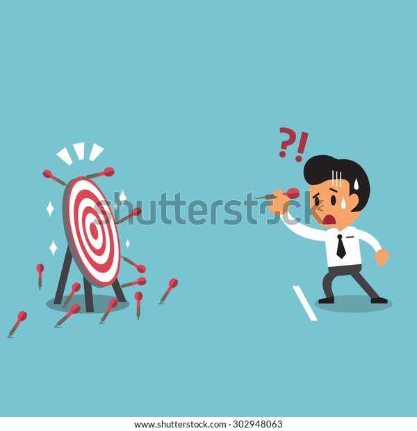 Businessman Try Hit Target Stock Vector (Royalty Free) 302948063