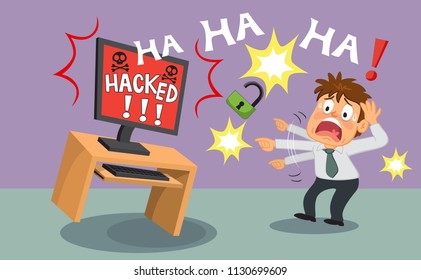 Businessman Upset Because Hacked Computer Illustration Stock Vector ...