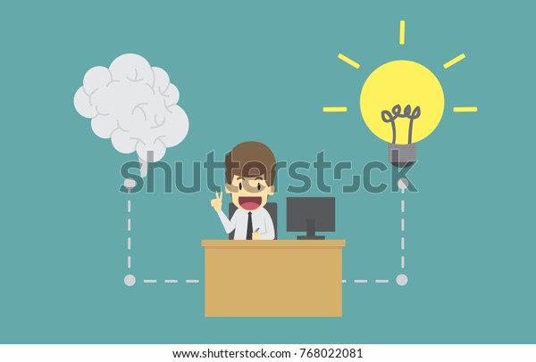 Businessman Use Brain Idea His Workcartoon Stock Vector (Royalty Free ...