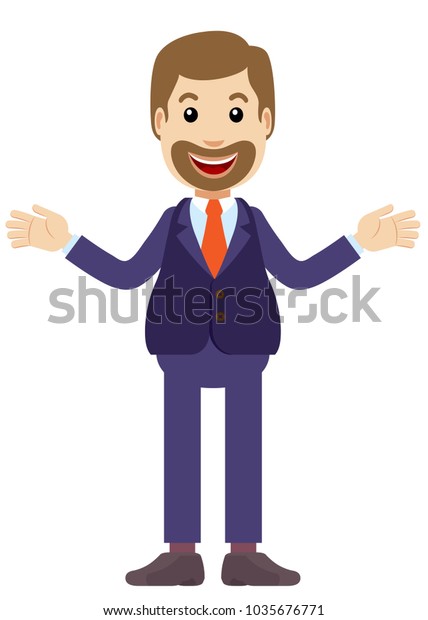 Businessman Welcomes Interlocutor Full Length Portrait Stockvektor ...