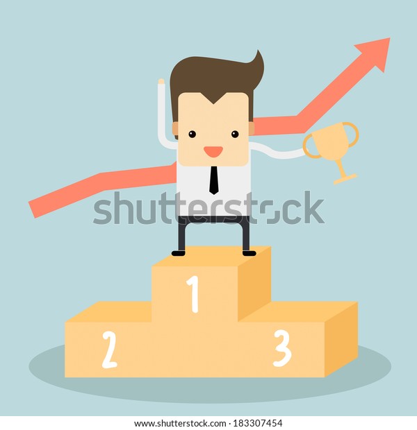Businessman Winner Chart Stock Vector (Royalty Free) 183307454 ...
