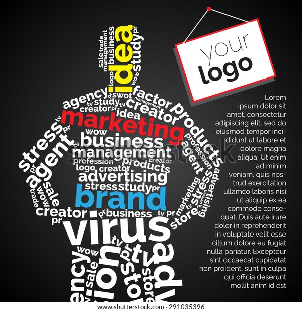 Businessman Words Marketer Black Background Stock Vector (Royalty Free ...