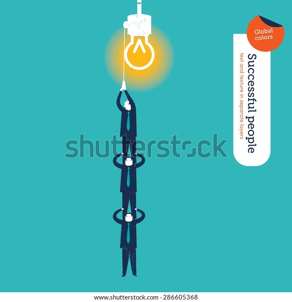 Businessmen Making Human Pyramid Turn On Stock Vector (Royalty Free ...