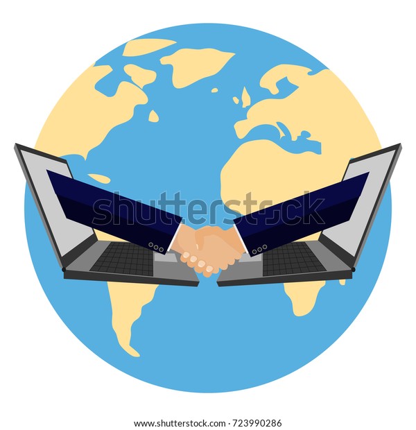Businessmen Shake Hands Computer Handshake Businessmen Stock Vector ...