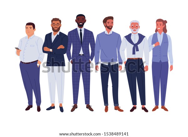 Businessmen Team Vector Illustration Diverse Standing: เวกเตอร์สต็อก ...