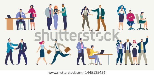 Businesspeople Different Work Situations Flat Vector Stock Vector ... Businesspeople Different Work Situations Flat Vector Stock Vector ...