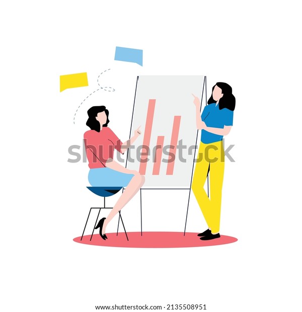 Businesswomen Doing Flip Chart Presentation Office Stock Vector ...