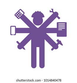 Busy Stick Man Figure Isolated Working Stock Vector (Royalty Free ...