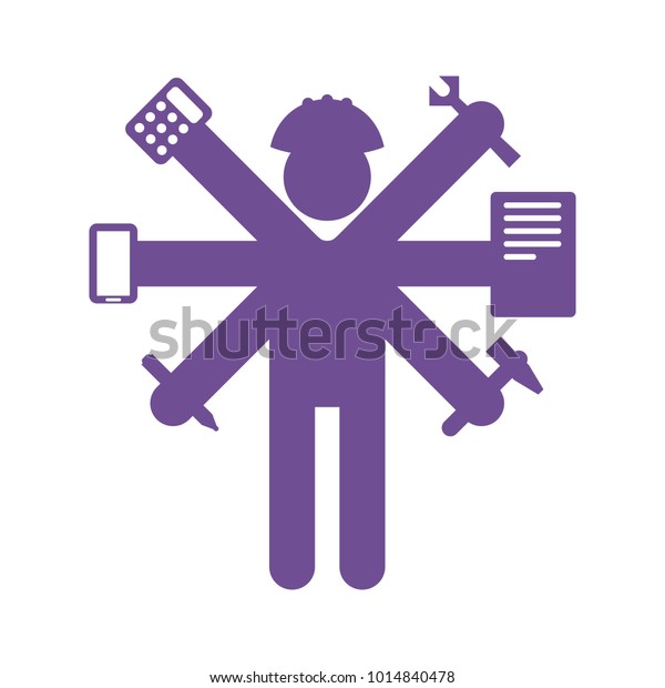 Busy Stick Man Figure Isolated Working Stock Vector (Royalty Free ...