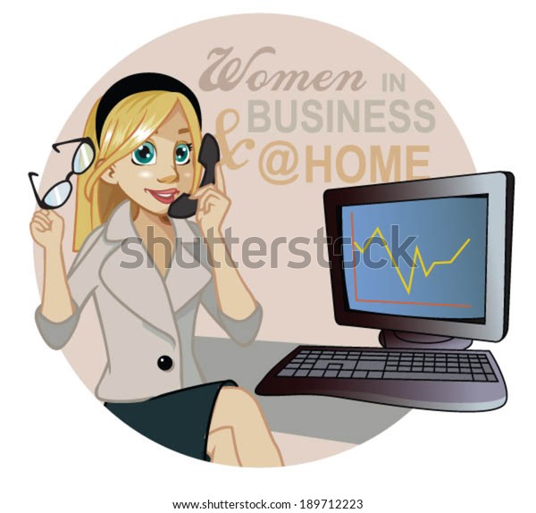 Busy Women Sitting Front Computer Multi Stock Vector (Royalty Free ...