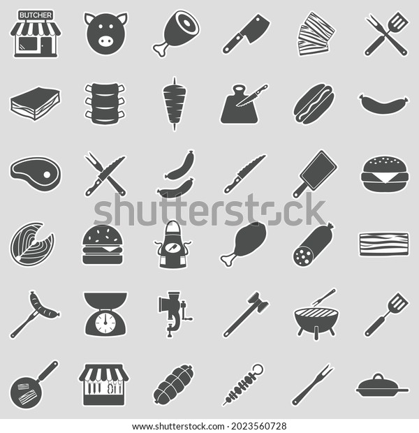 Butcher Icons Sticker Design Vector Illustration Stock Vector (Royalty ...