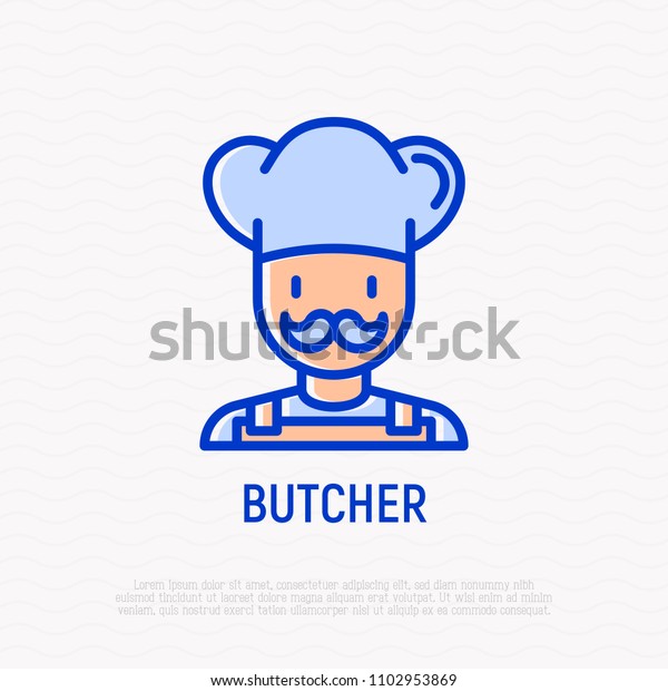 Butcher Mustache Hat Thin Line Icon Stock Vector (Royalty Free ...