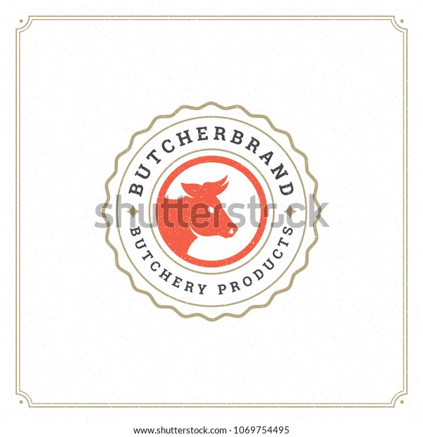 Butcher Shop Logo Vector Illustration Cow Stock Vector (Royalty Free ...