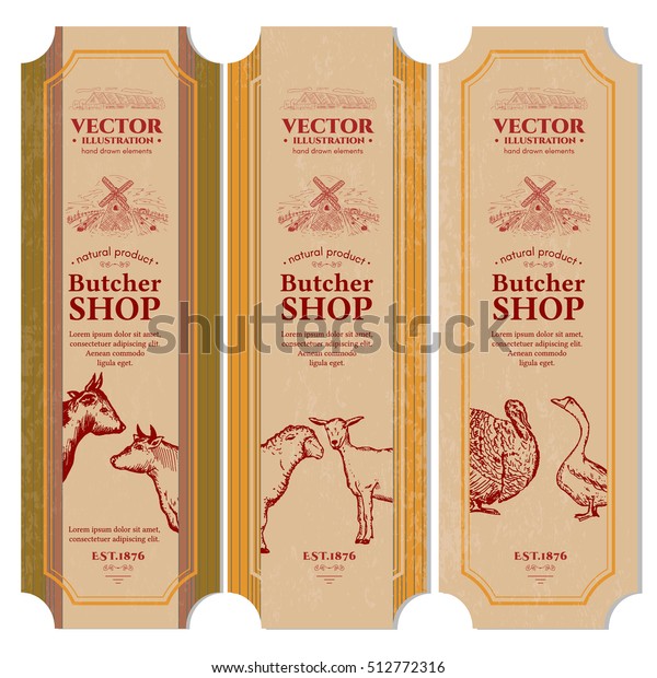Butcher Shop Packaging Design Label Fresh Stock Vector (Royalty Free ...