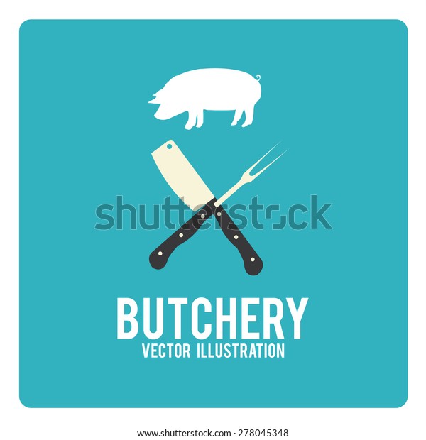 Butchery Illustration Over Color Background Stock Vector (Royalty Free ...