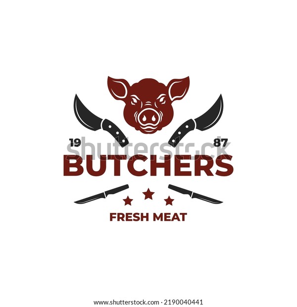 Butchery Shop Restaurant Logo Vector Illustration Stock Vector (Royalty ...