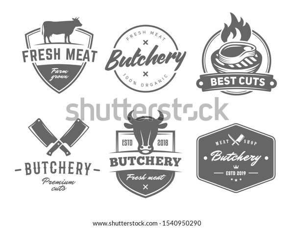 Butchery Vector Badges Bbq Grill Meat Stock Vector (Royalty Free ...