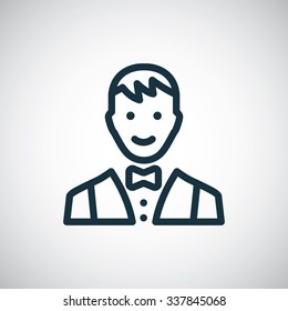 Butler Outline Thin Flat Digital Icon Stock Vector (Royalty Free ...