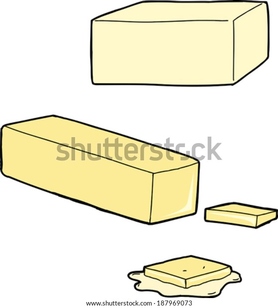 Butter Stick Cut Melted On White Stock Vector (Royalty Free) 187969073