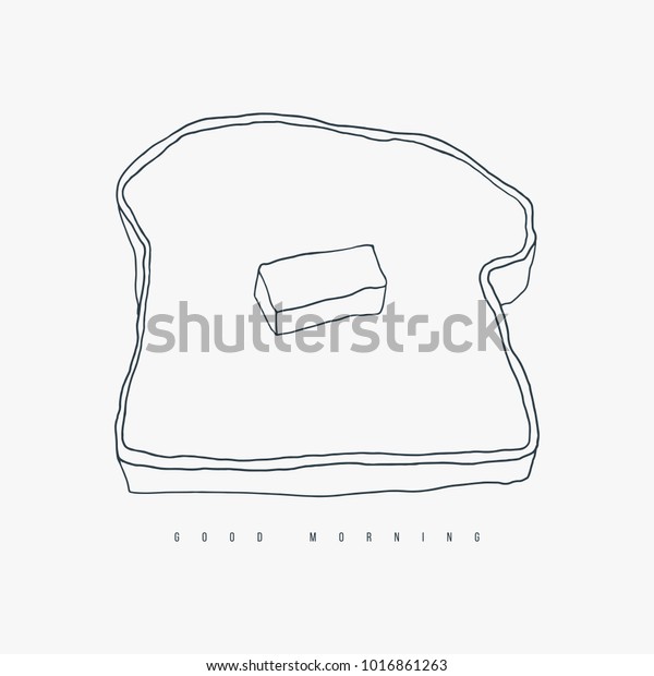 Buttered Doodle Toast Contour Illustration Breakfast Stock Vector ...