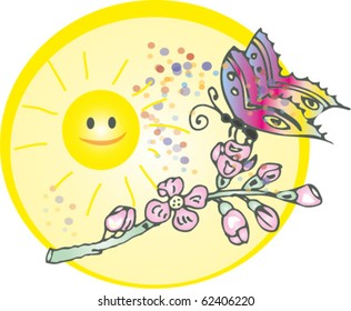 Butterflies Sun Stock Vector (Royalty Free) 62406220 | Shutterstock
