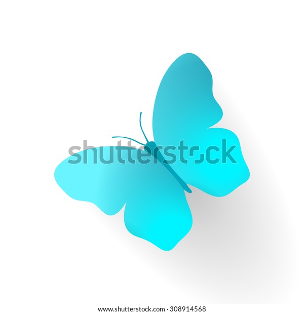 Butterfly Big Blue Wings On White Stock Vector (Royalty Free) 308914568 ...