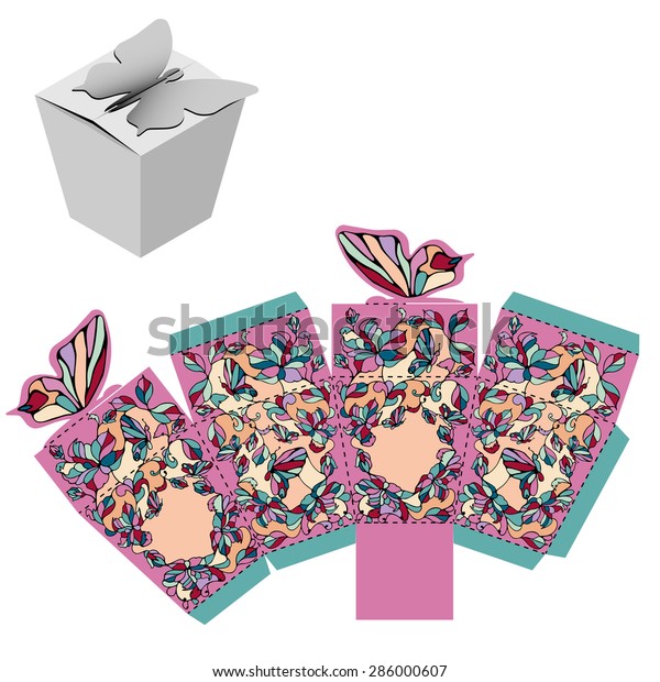 Butterfly Box Design Diestamping Folding Template: vetor stock (livre ...