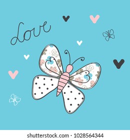 Butterfly Cartoon Love Card Butterfly Vector Stock Vector (Royalty Free ...