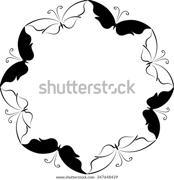 Butterfly Circle Border Stock Vector (Royalty Free) 347648429