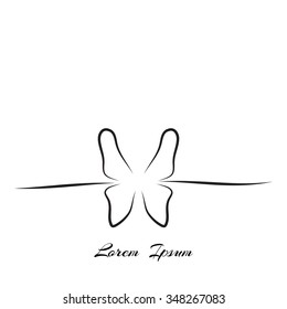 Butterfly Contour Lines Handdrawing Stock Vector (Royalty Free ...