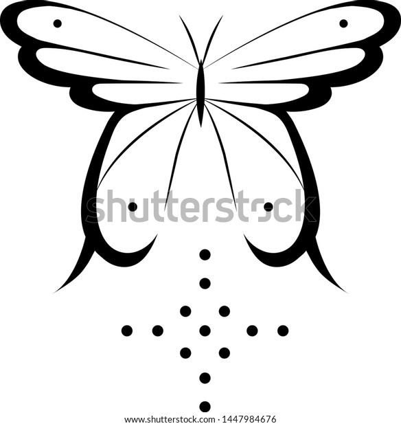 Butterfly Contour Lines Isolated Vector Tattoo Stock Vector (Royalty ...
