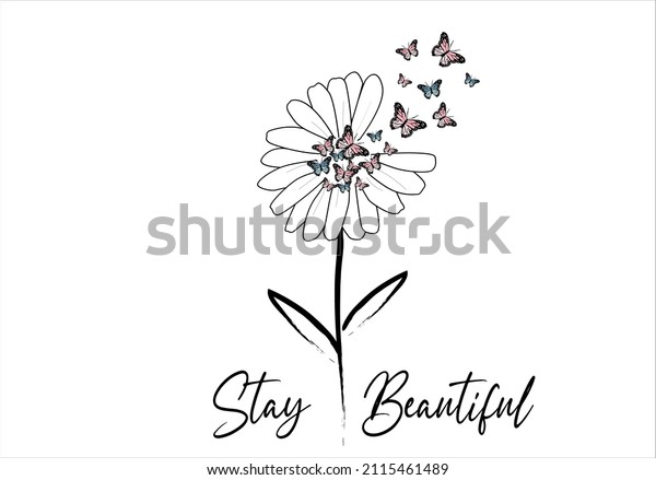 Butterfly Daisy Flower Design Vector Art Stock Vector (Royalty Free ...