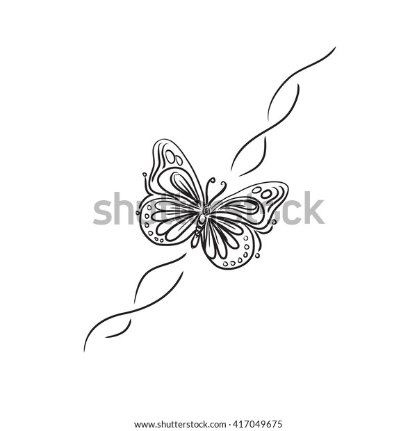 Butterfly Design Element Sketch Vector Illustration Stock Vector ...