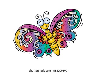 Butterfly Doodle Stock Vector (Royalty Free) 683209699 | Shutterstock