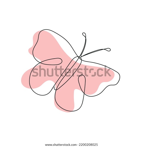 Butterfly Drawn Single Line Pink Color Stock Vector (Royalty Free ...