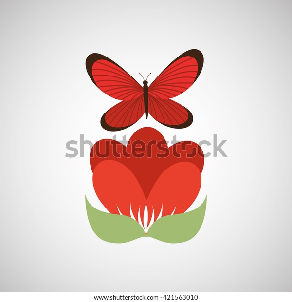 Butterfly Flower Design Stock Vector (Royalty Free) 421563010 ...