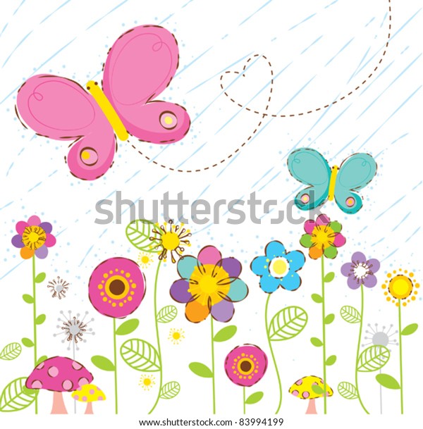Butterfly Garden Stock Vector (Royalty Free) 83994199