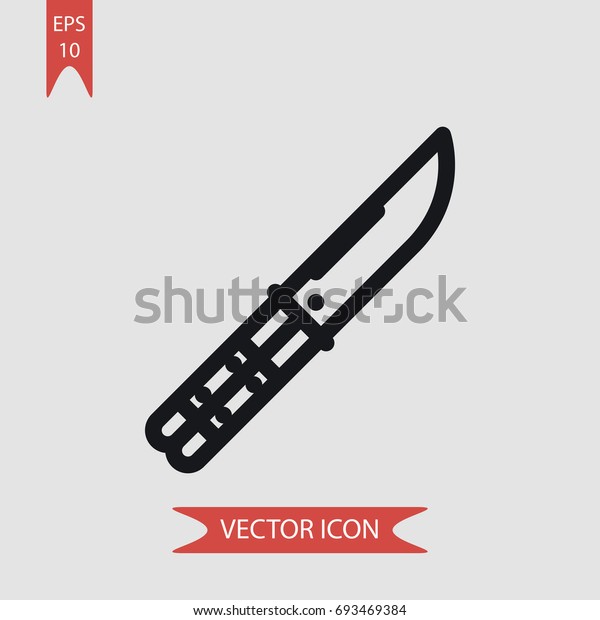 Butterfly Knife Vector Icon Illustration Symbol Stock Vector (Royalty ...