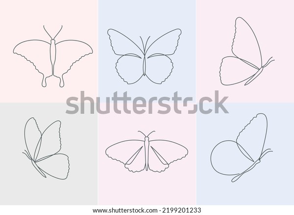 Butterfly Line Art Drawing Collection Stock Vector (Royalty Free ...