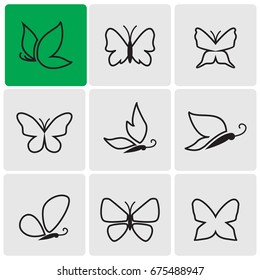 Butterfly Line Icons Stock Vector (Royalty Free) 675488947 | Shutterstock