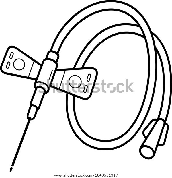 Butterfly Needle Vector Outline Illustration Stock Vector (Royalty Free ...