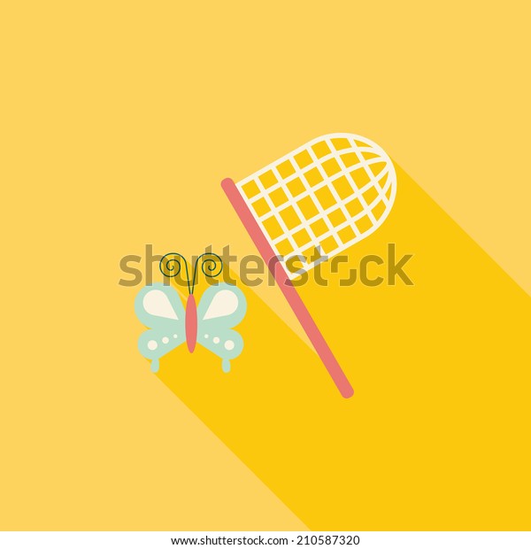 Butterfly Net Flat Icon Long Shadow Stock Vector (Royalty Free ...