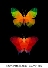 Butterfly Polygons On Black Background: vector de stock (libre de ...
