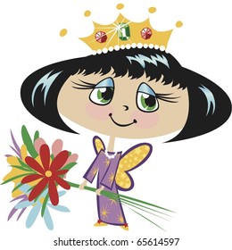 Butterfly Princess Flowers Stock Vector (Royalty Free) 65614597 ...