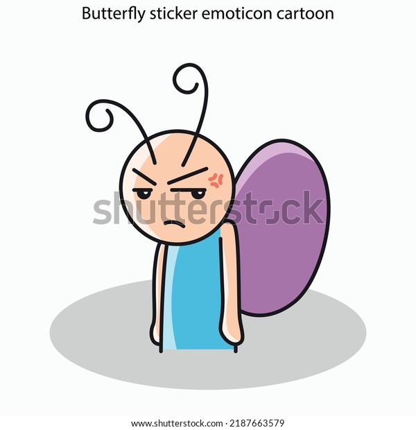 Butterfly Sticker Emoticon Sets Cute Cartoon Stock Vector (Royalty Free ...