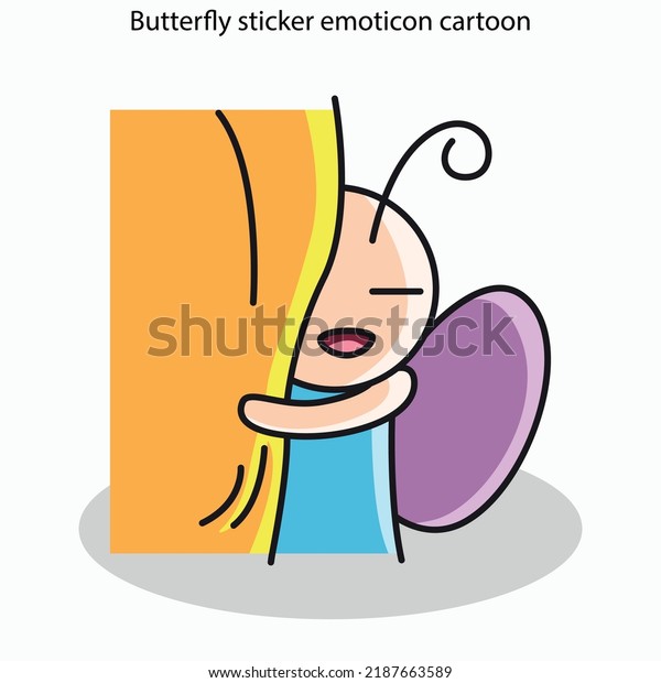 Butterfly Sticker Emoticon Sets Cute Cartoon Stock Vector (Royalty Free ...