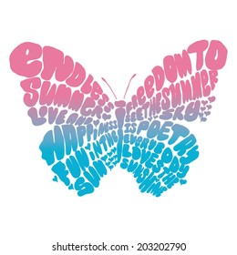 Butterfly Text Art Vector Pink Blue Stock Vector (Royalty Free ...