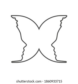 Butterfly Two Face Profile View Optical Stock Vector (Royalty Free ...