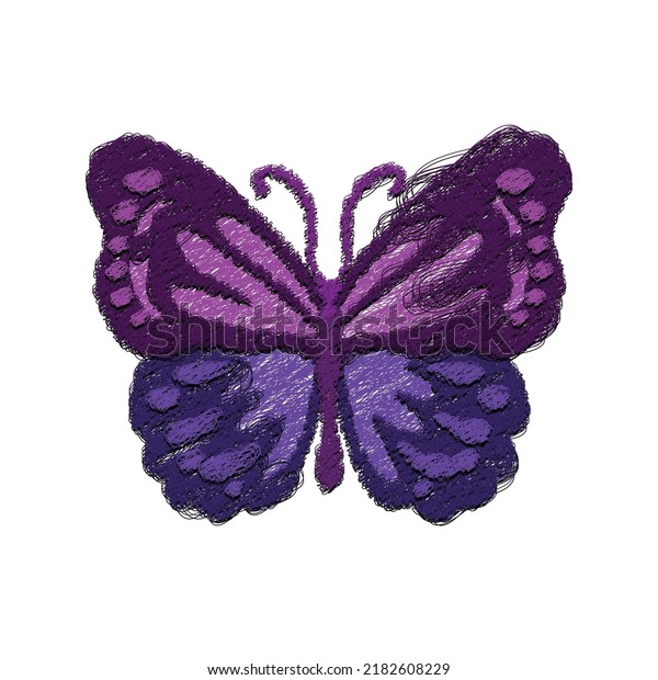 Vektor Stok Butterfly Vector Sketch Illustration Scribble Art (Tanpa ...