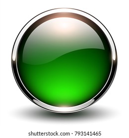 Realistic Big Green Button Metallic Border Stock Illustration 258860168 ...